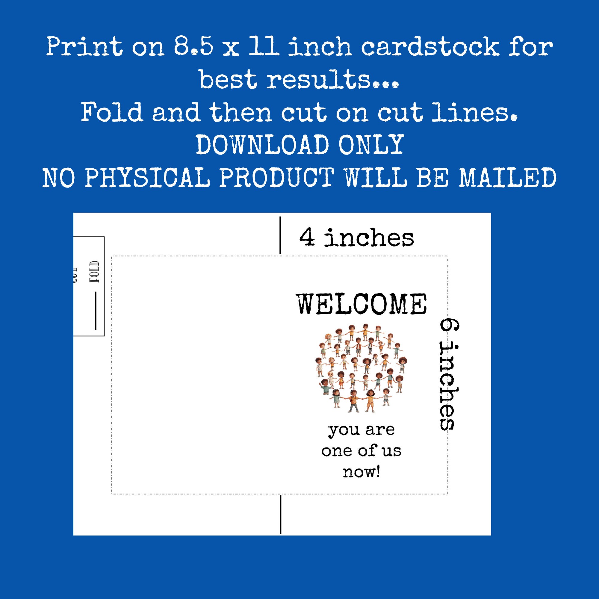 4x6, Welcome New Employee, PRINTABLE, to the Team, You Are One of Us ...