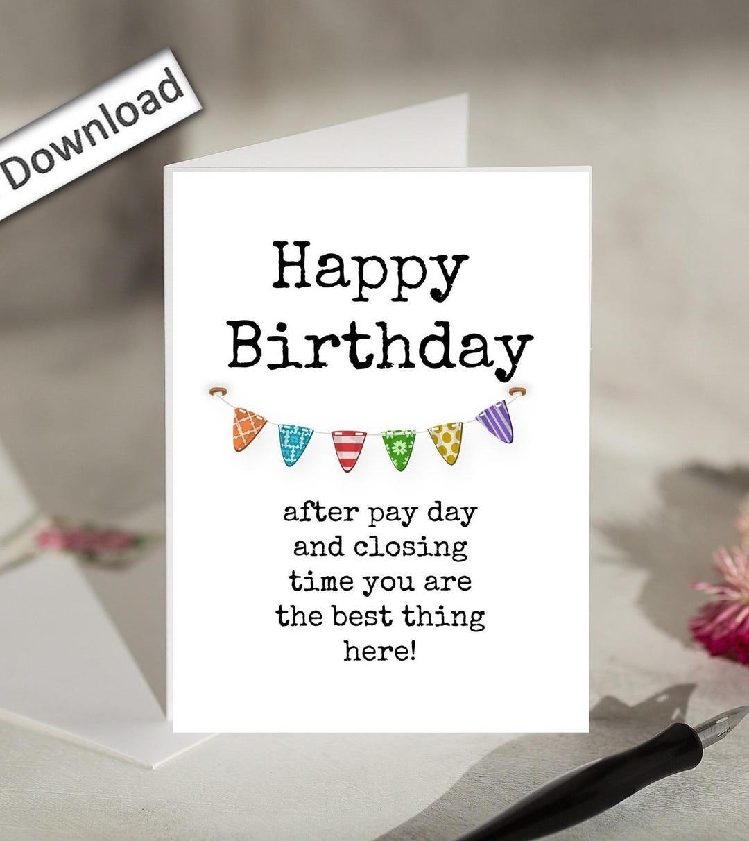 Funny Coworker Birthday Card: Minimalist 4x6 Printable (digital ...