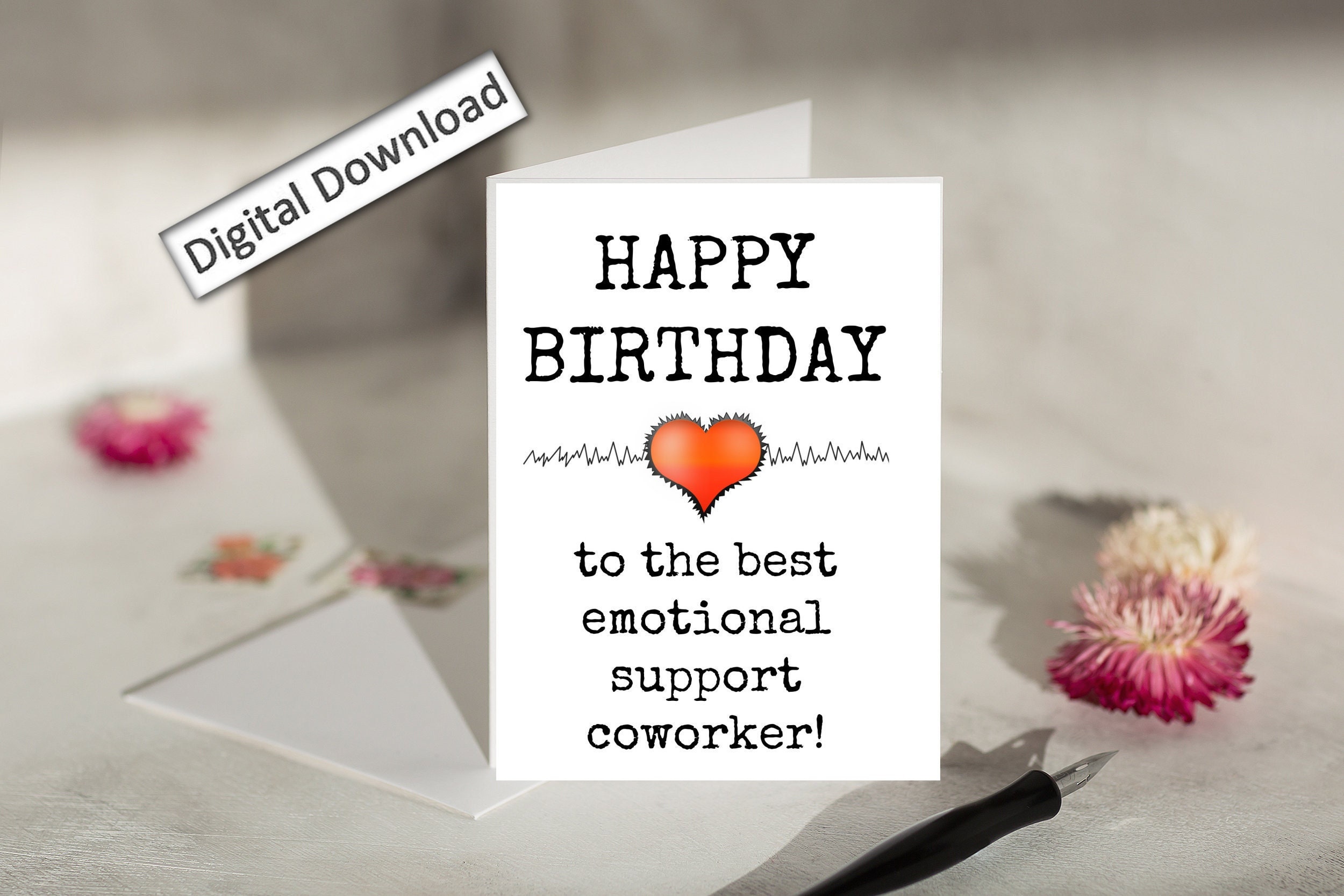 4x6 Coworker BIRTHDAY Card, Printable, Cute, Work Bestie Birthday Card ...