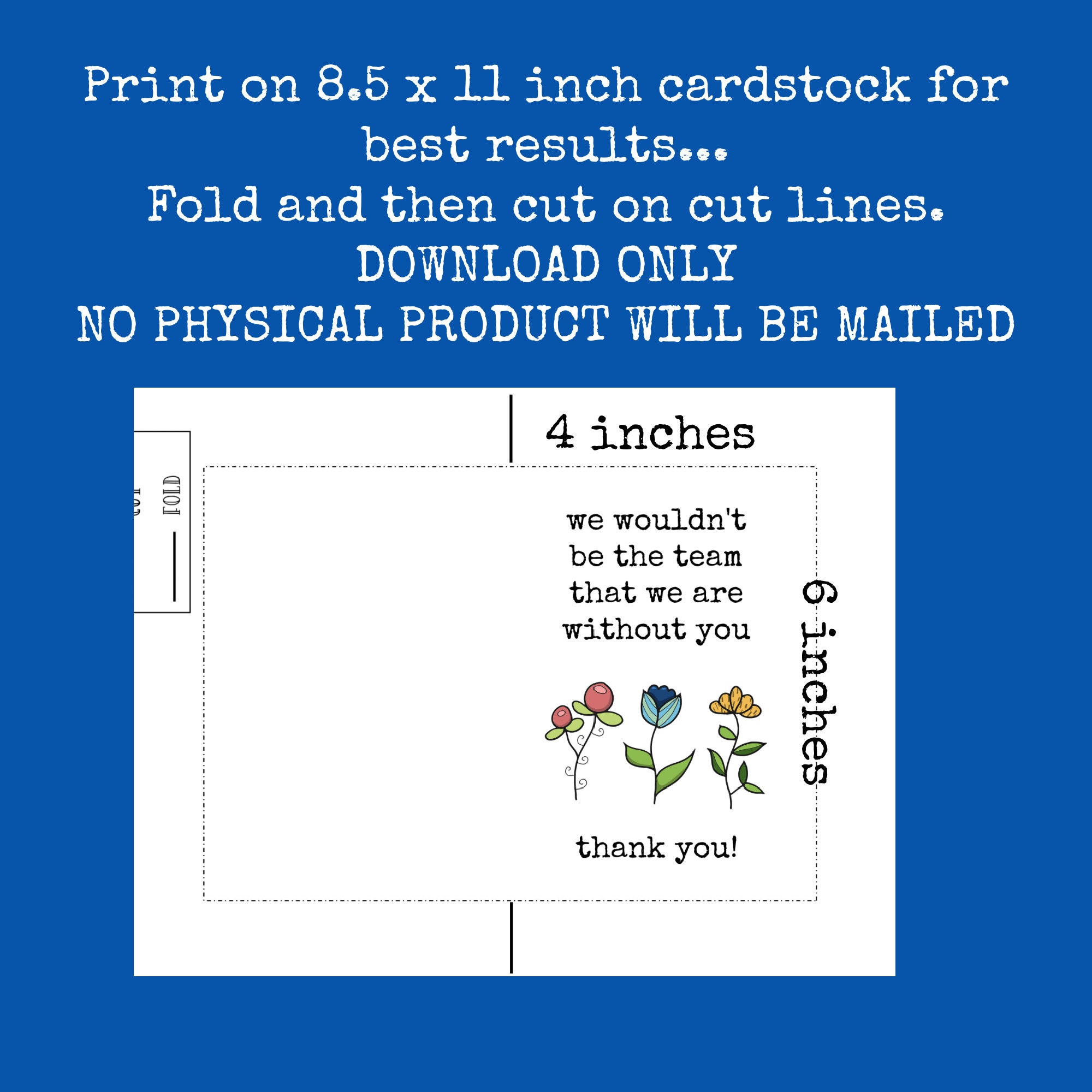 4x6 Coworker Appreciation Printable Card, Acknowledgement Card, Thank ...