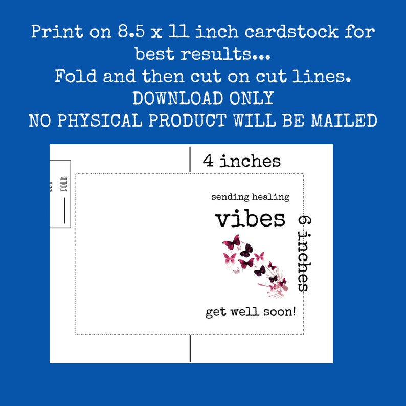 4x6, GET WELL Card, Printable, Get Well Soon, Feel Better, Get Better ...