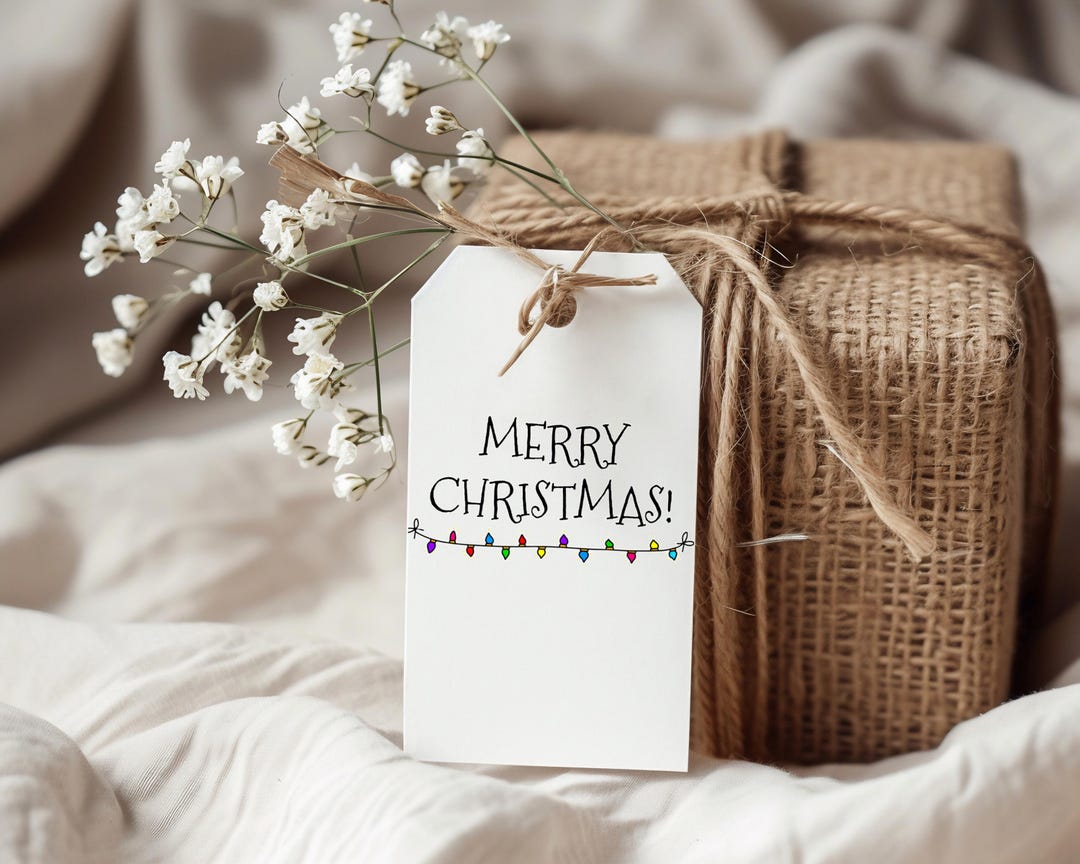 Printable Christmas Gift Tags With Lights (digital Download) - Etsy