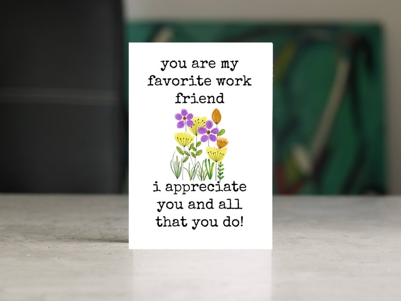 4x6 Coworker APPRECIATION Printable Card, Floral, Acknowledgement Card ...