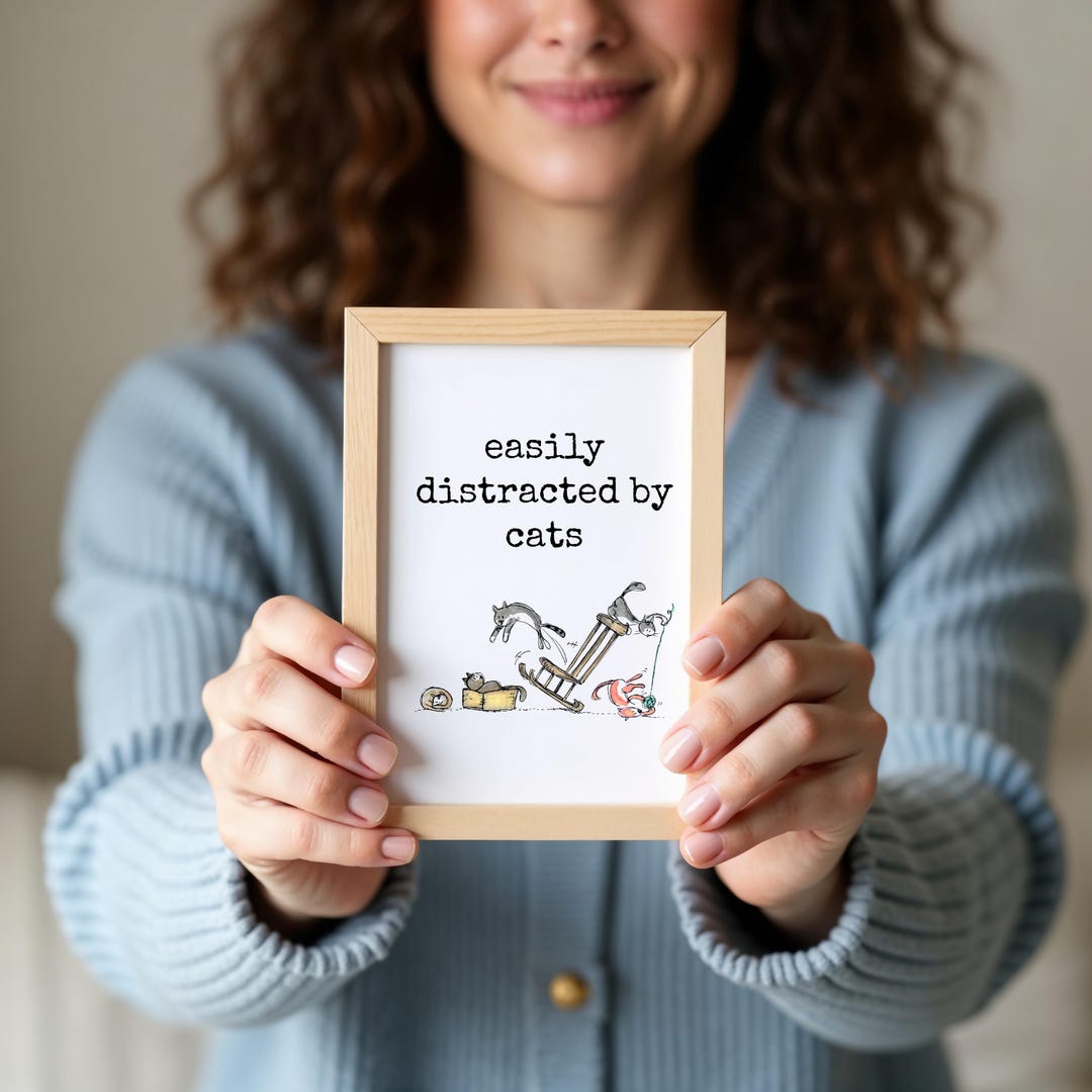 Funny Desk Signs Cat: Easily Distracted Quote (5x7 Printable) - Etsy