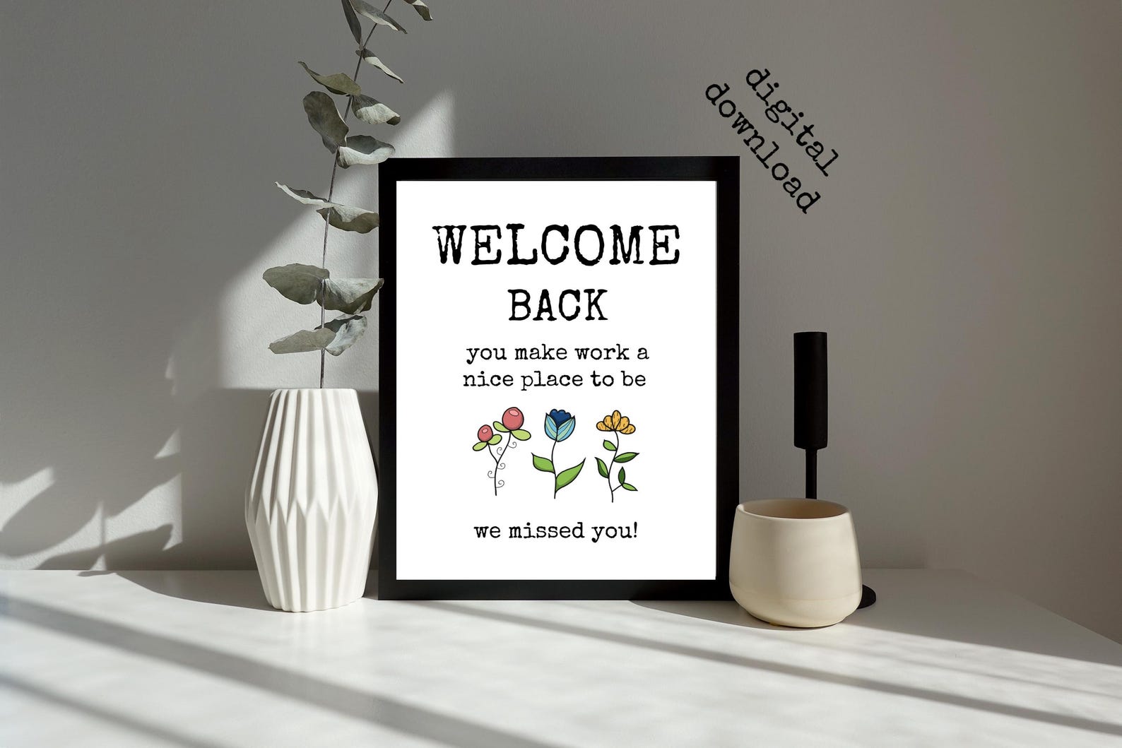 8x10 Welcome Back SIGN: We Missed You, Floral (printable) - Etsy