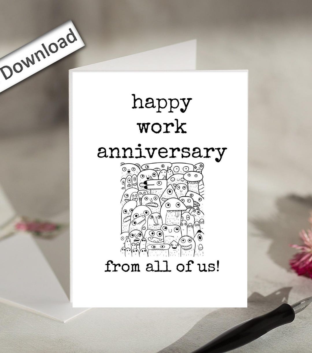 4x6, Work ANNIVERSARY Card, PRINTABLE, From All of Us, Job Anniversary ...
