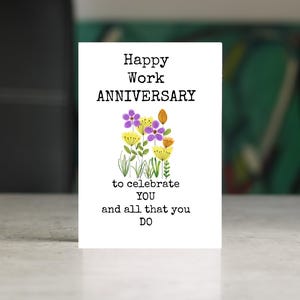 4x6, Work ANNIVERSARY Card, Download, Happy Work Anniversary, Cute ...