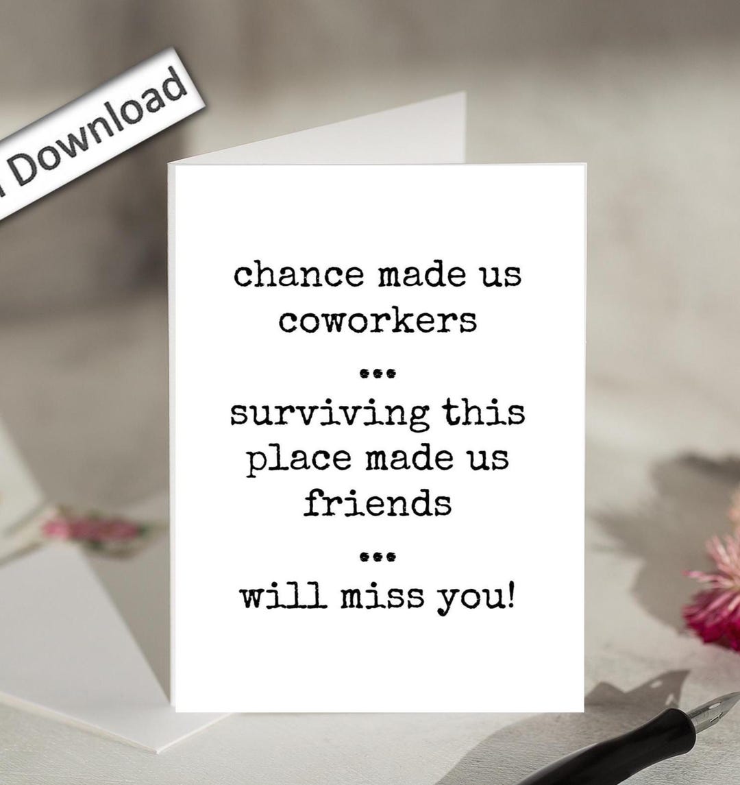 4x6, Coworker LEAVING Card, PRINTABLE, Goodbye Card, Farewell Coworker ...