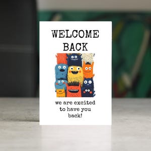 4x6, WELCOME BACK, Coworker, Boss, School, Work Bestie, Mate, Back to ...
