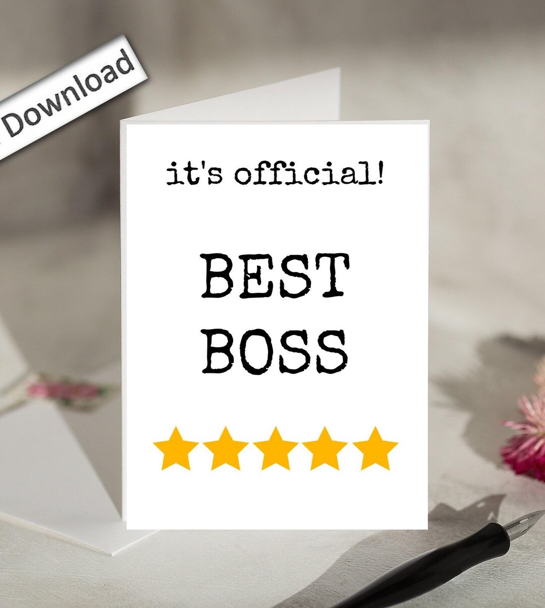 4x6, Boss APPRECIATION Card PRINTABLE, Cute Minimalist, Five Star ...