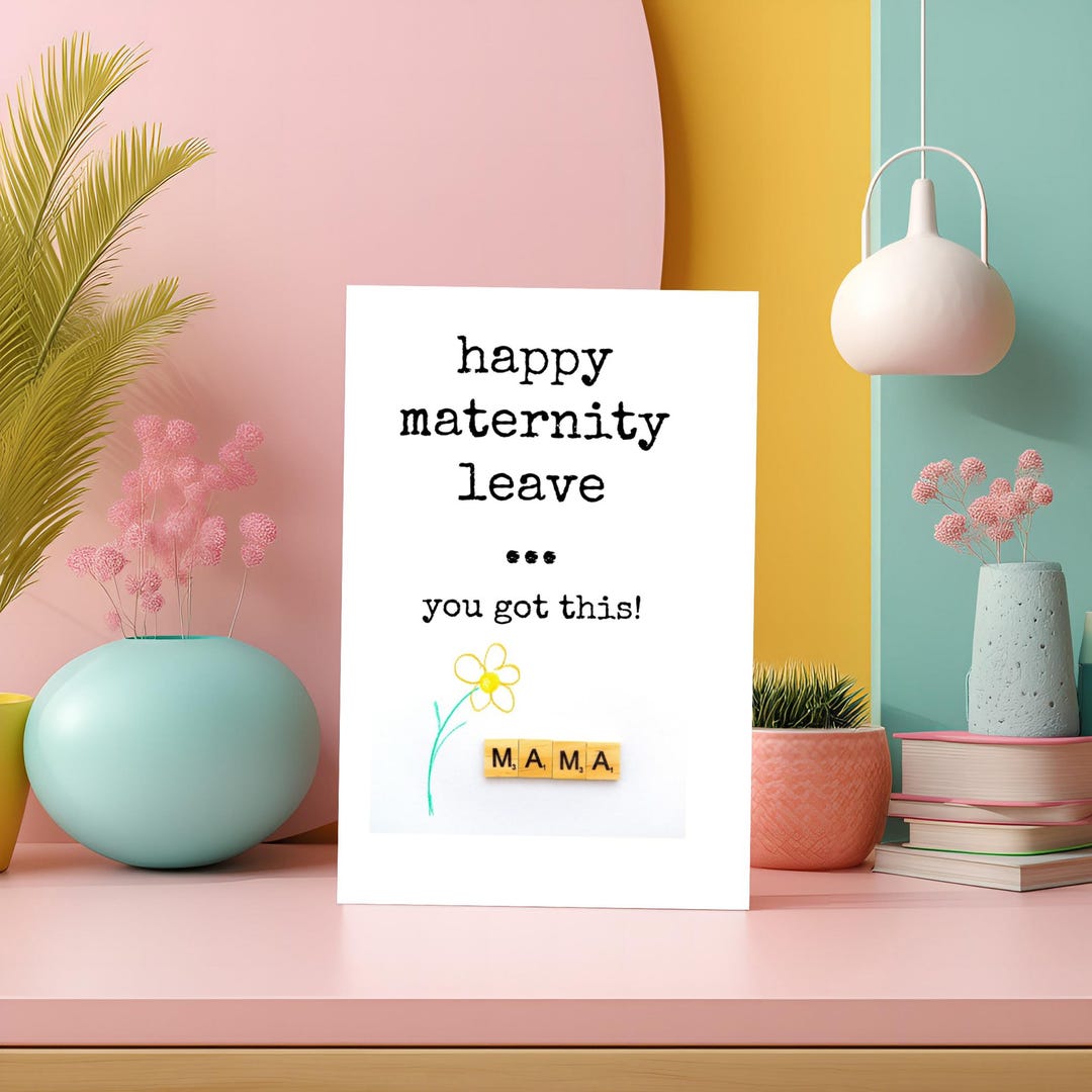 Printable Maternity Leave Card: Minimalist Design, 4x6 (digital ...