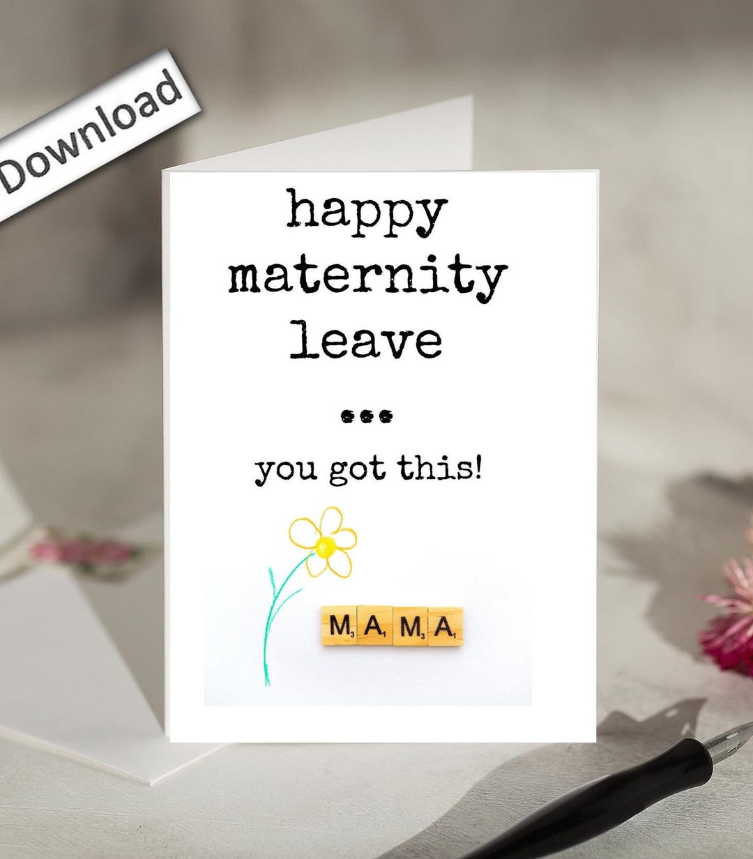 4x6, Happy MATERNITY Leave, Card, PRINTABLE, Mom to Be, Coworker, Work ...