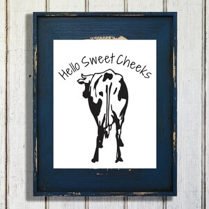 Hello Sweet Cheeks, 8x10, Cow Decor, Shabby Chic Farmhouse Bathroom ...