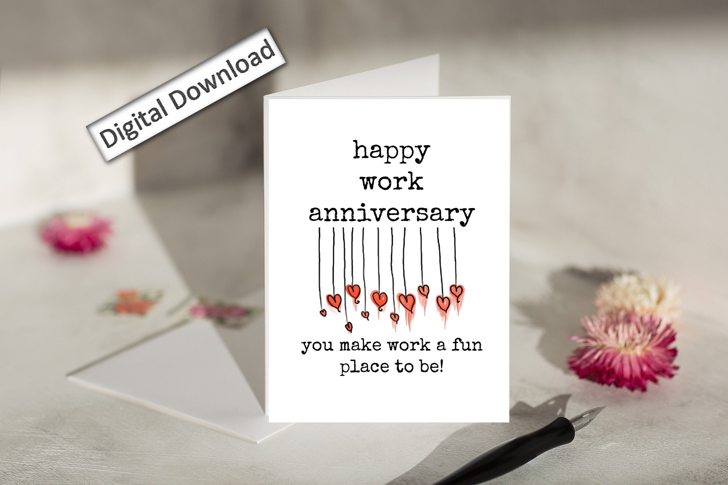 4x6, Work Anniversary Card, Download, Job Anniversary for Coworker ...