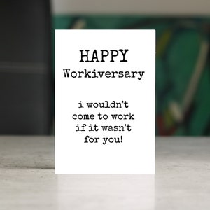 4x6, Work ANNIVERSARY Card, Printable, Happy Workiversary, Funny ...