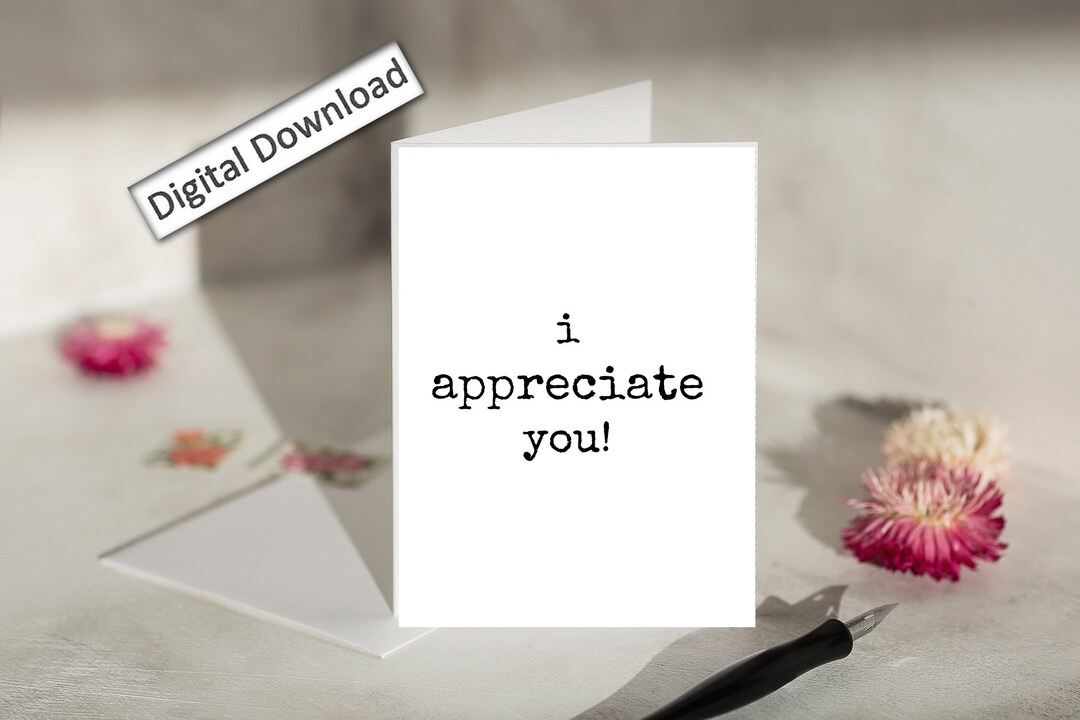 4x6 Coworker APPRECIATION, Printable Card, I Appreciate You, Work ...