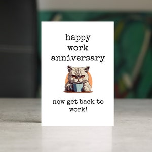 4x6, Work Anniversary Card, Download, Happy Work Anniversary, Grumpy ...