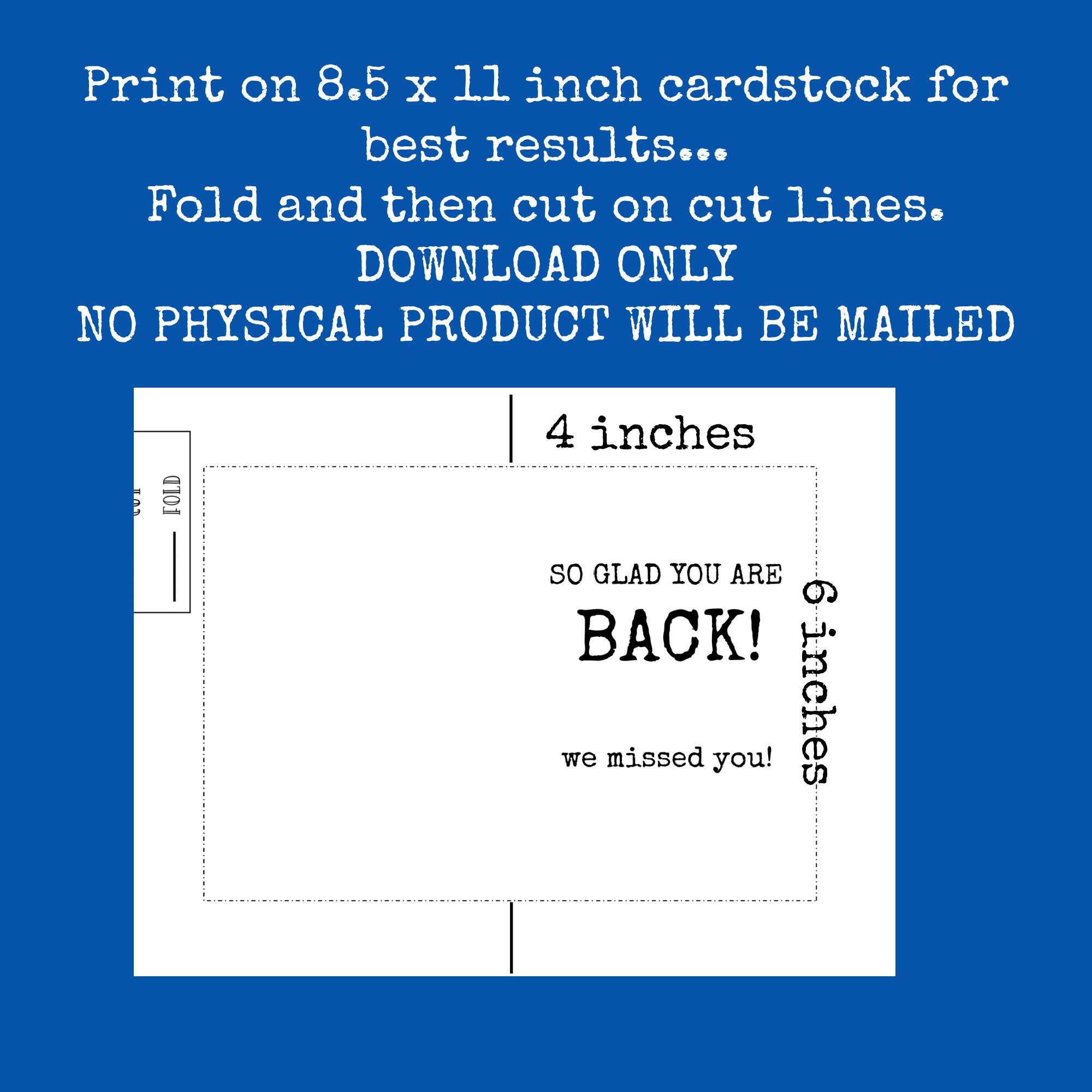 Printable Welcome Back Card: Minimalist 4x6 Design (digital Download - Etsy