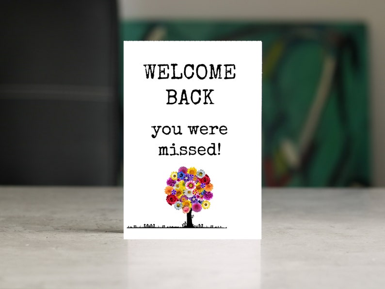 Welcome Back Card: Floral Tree Design (digital Download) - Etsy