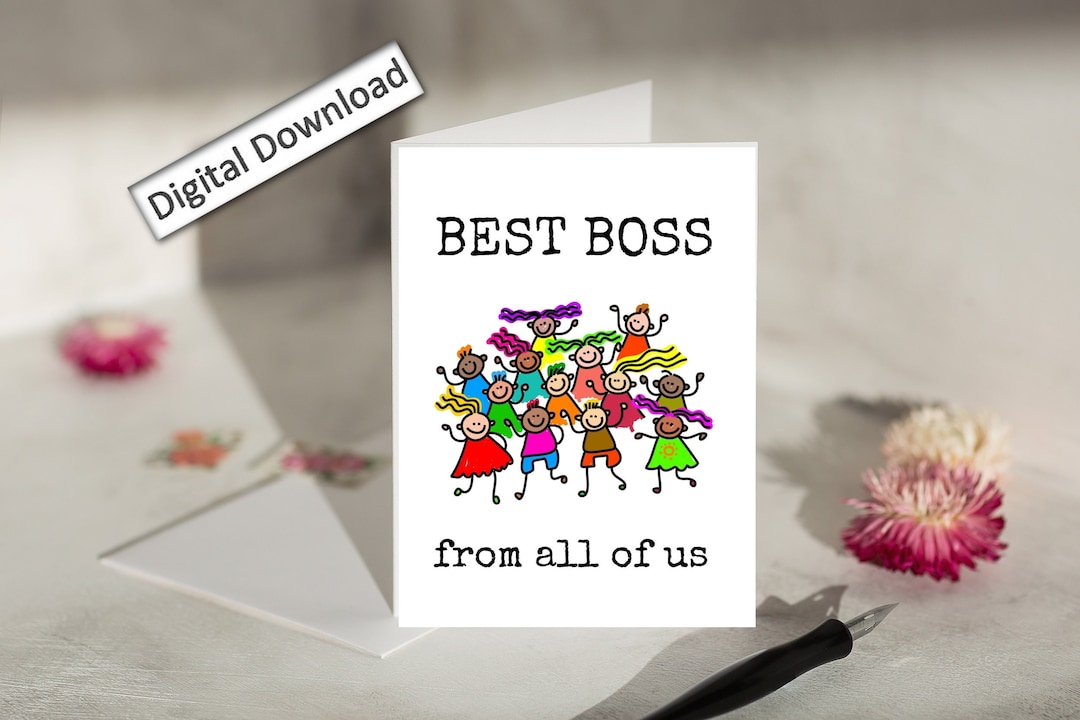 4x6 BOSS Appreciation Card PRINTABLE, Cute, Funny, Colorful, Best Boss ...