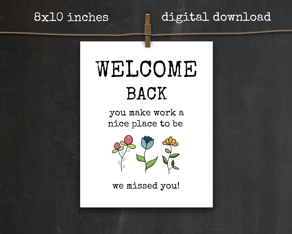 8x10 Welcome Back SIGN: We Missed You, Floral (printable) - Etsy