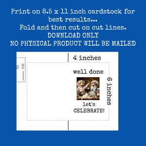 4x6, LET'S CELEBRATE, Well Done, PRINTABLE Card, Congratulations ...