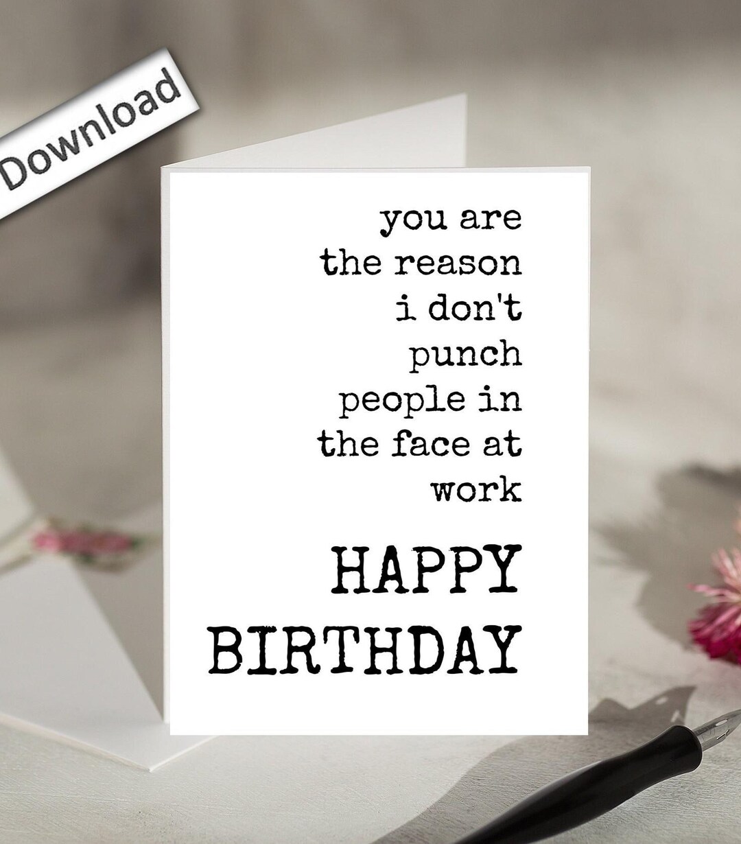 4x6, Coworker BIRTHDAY Card, PRINTABLE, Funny, Sarcastic, Happy ...