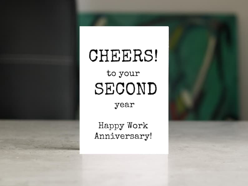 Printable Second Work Anniversary Card: 4x6 Instant Download - Etsy Canada