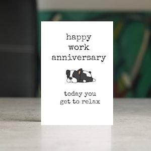 4x6, Work ANNIVERSARY Card, Printable, Happy Work Anniversary, Cute Dog ...