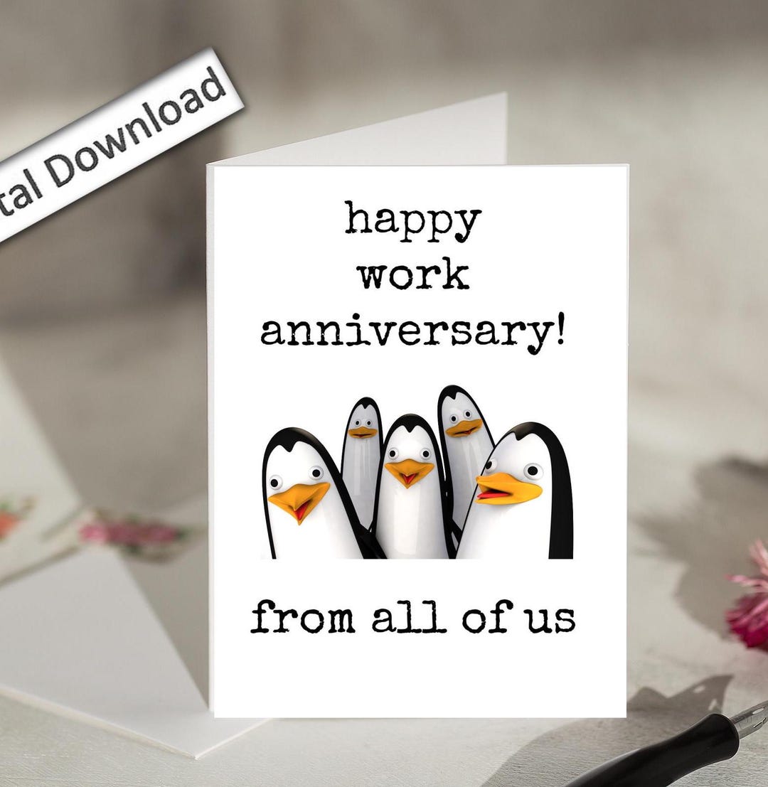 4x6, Work ANNIVERSARY Card, PRINTABLE, Happy Work Anniversary, Cute ...