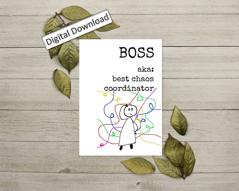 4x6 Boss Appreciation Card PRINTABLE Boss Definition Chaos - Etsy
