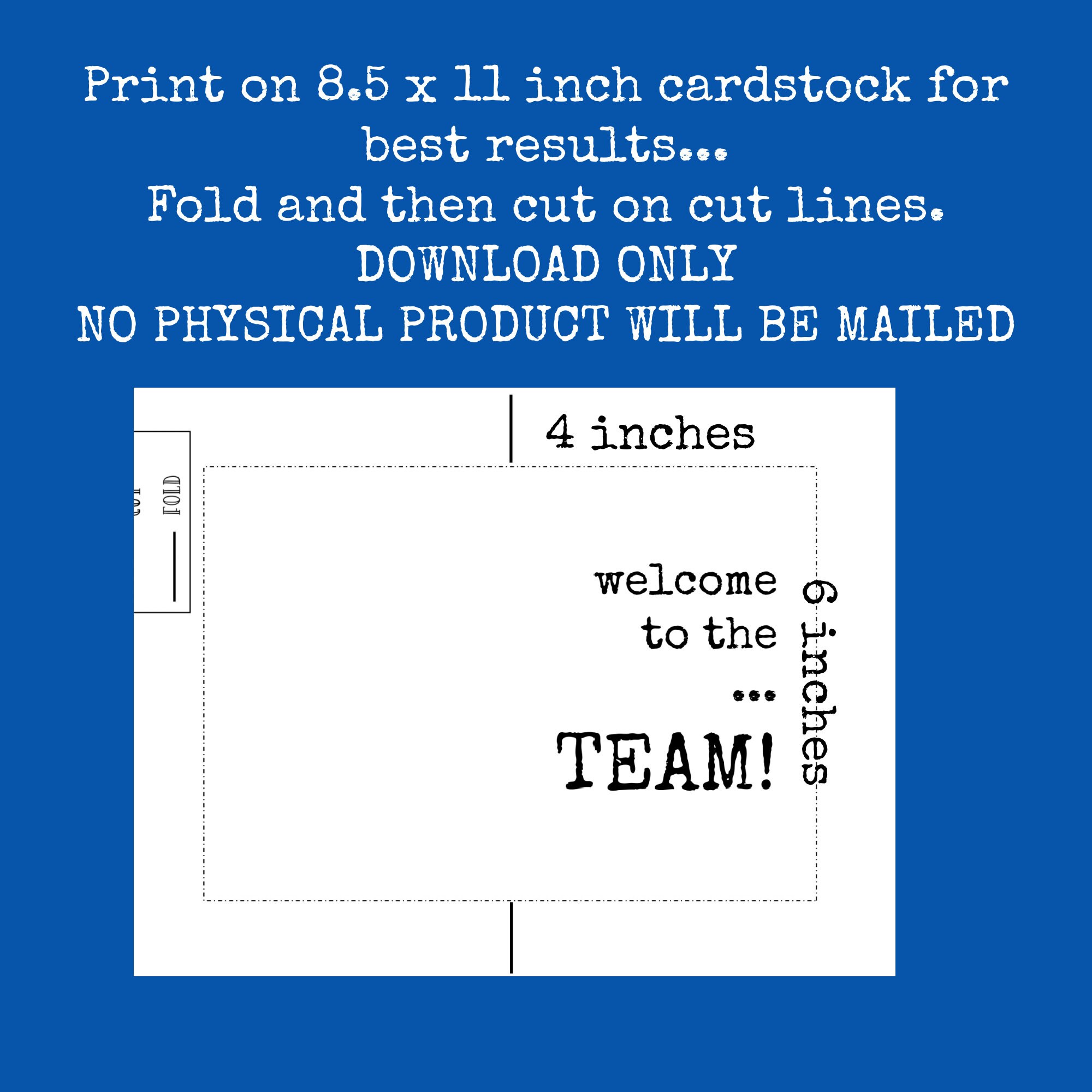 4x6, Welcome to the Team, PRINTABLE, Team Employee, Team Building, Meet ...