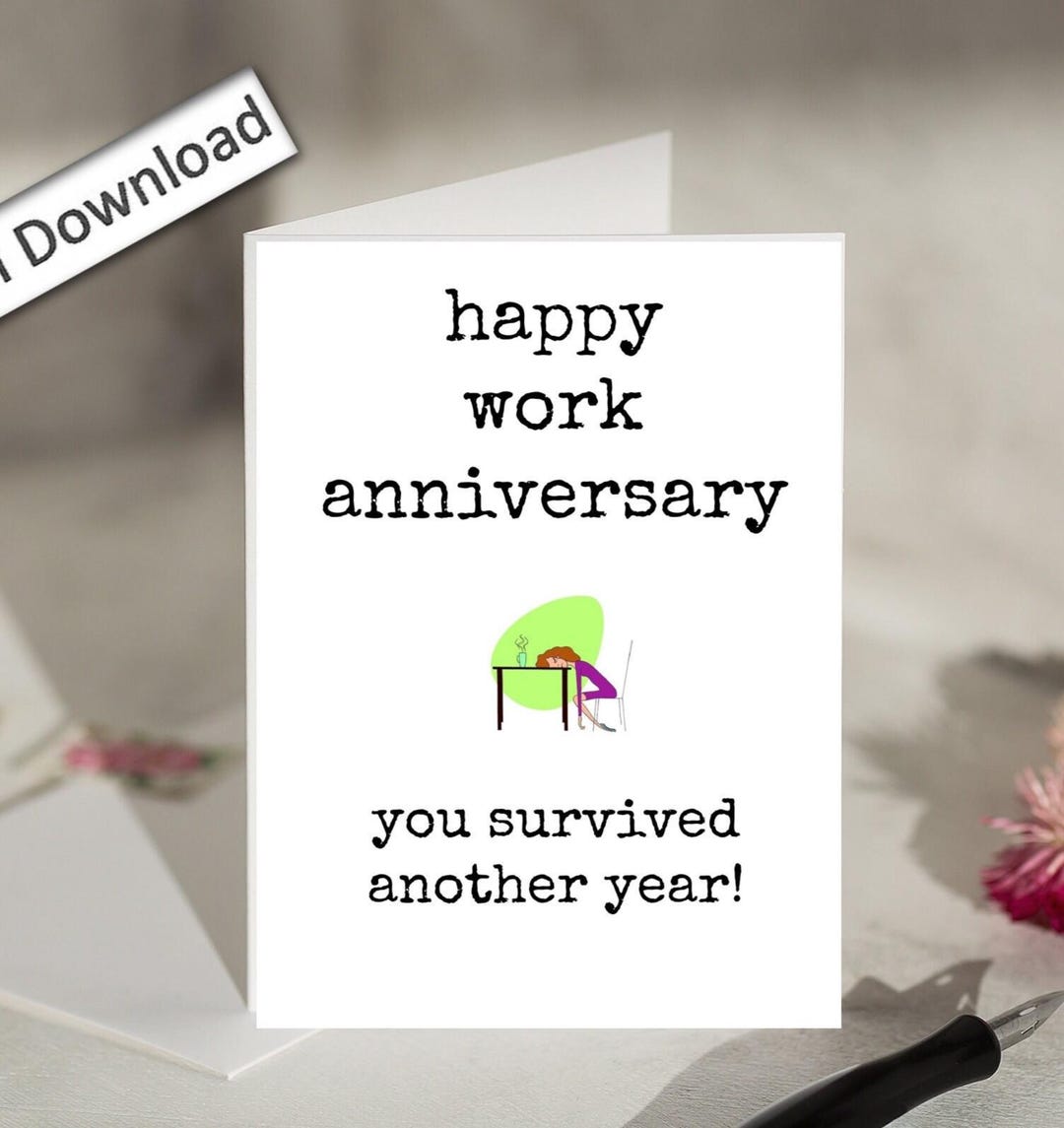 4x6, Work ANNIVERSARY Card, PRINTABLE, Job Anniversary Card, for ...