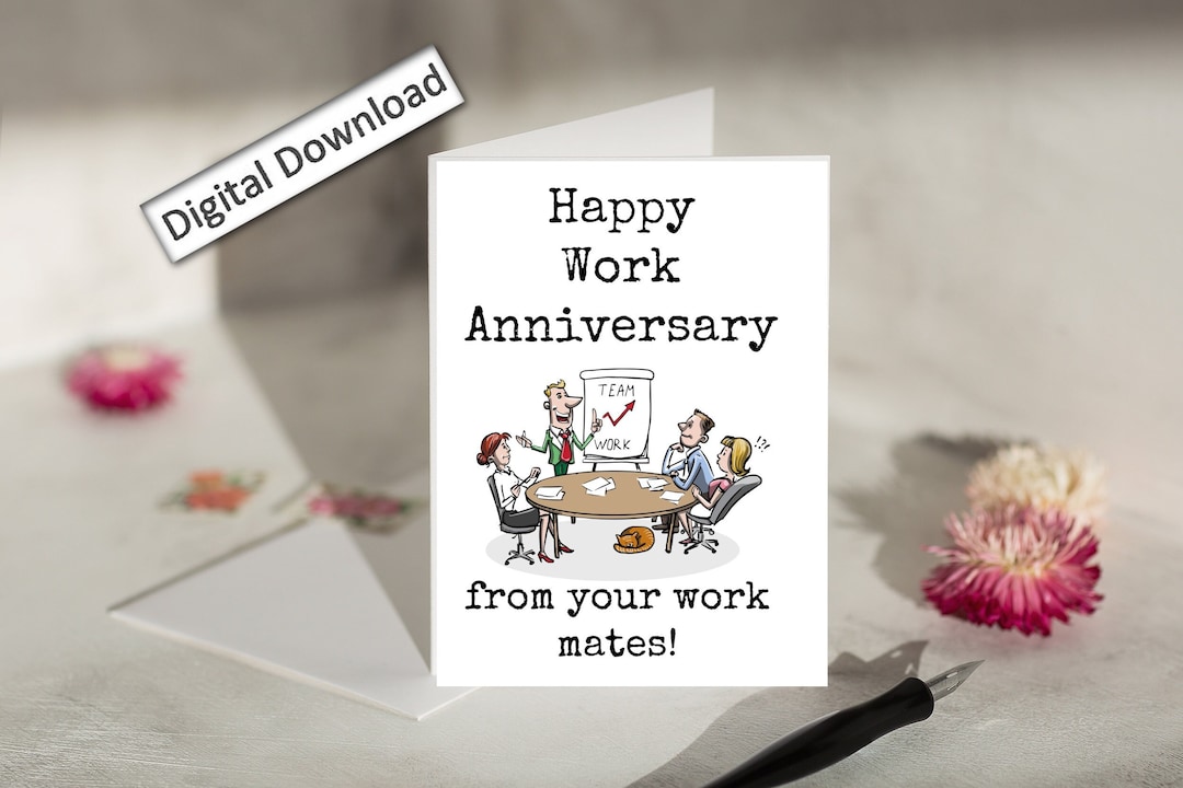 4x6, Work ANNIVERSARY Card, PRINTABLE, Happy Work Anniversary, Funny ...
