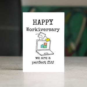 4x6, Work ANNIVERSARY Card, Printable, Happy Workiversary, Work Bestie ...