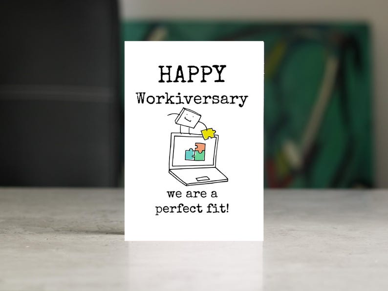 4x6, Work ANNIVERSARY Card, Printable, Happy Workiversary, Work Bestie ...