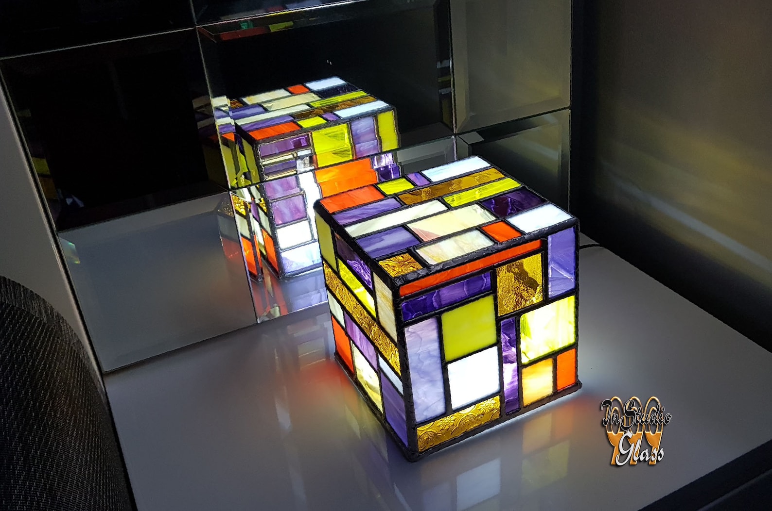 Mosaic Cube Night Light Stained Glass Lamp Fairy Decor | Etsy