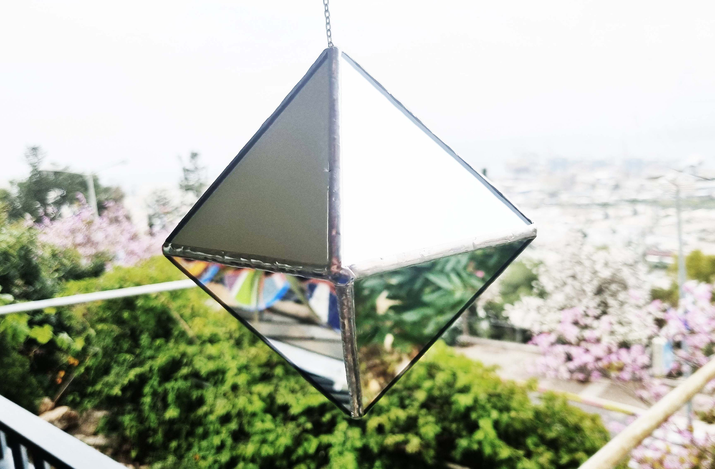 Stained Glass Double Rhombus Pyramid - Hanging Home Decor and Sun ...