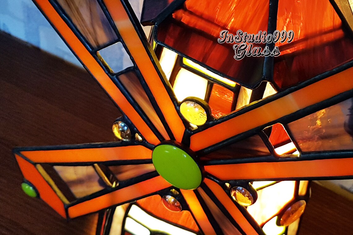 Fairy Windmill Stained Glass Nightstand Lamp Garden Decor - Etsy
