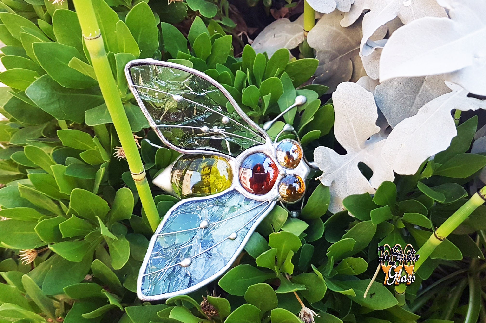 Stained Glass Garden Ornament Fly Insect Figurine Garden | Etsy