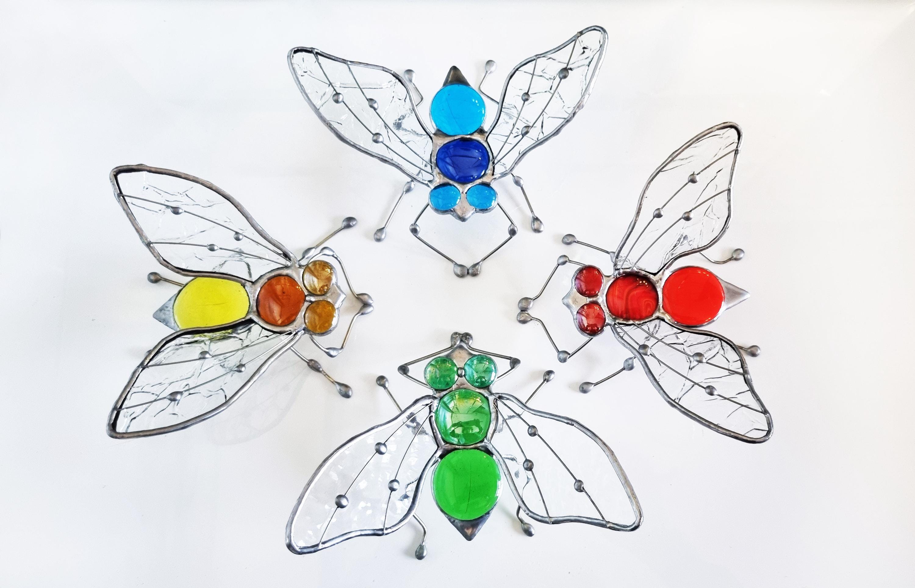 Stained Glass Garden Ornament Fly Insect Figurine, Garden Suncatchers ...