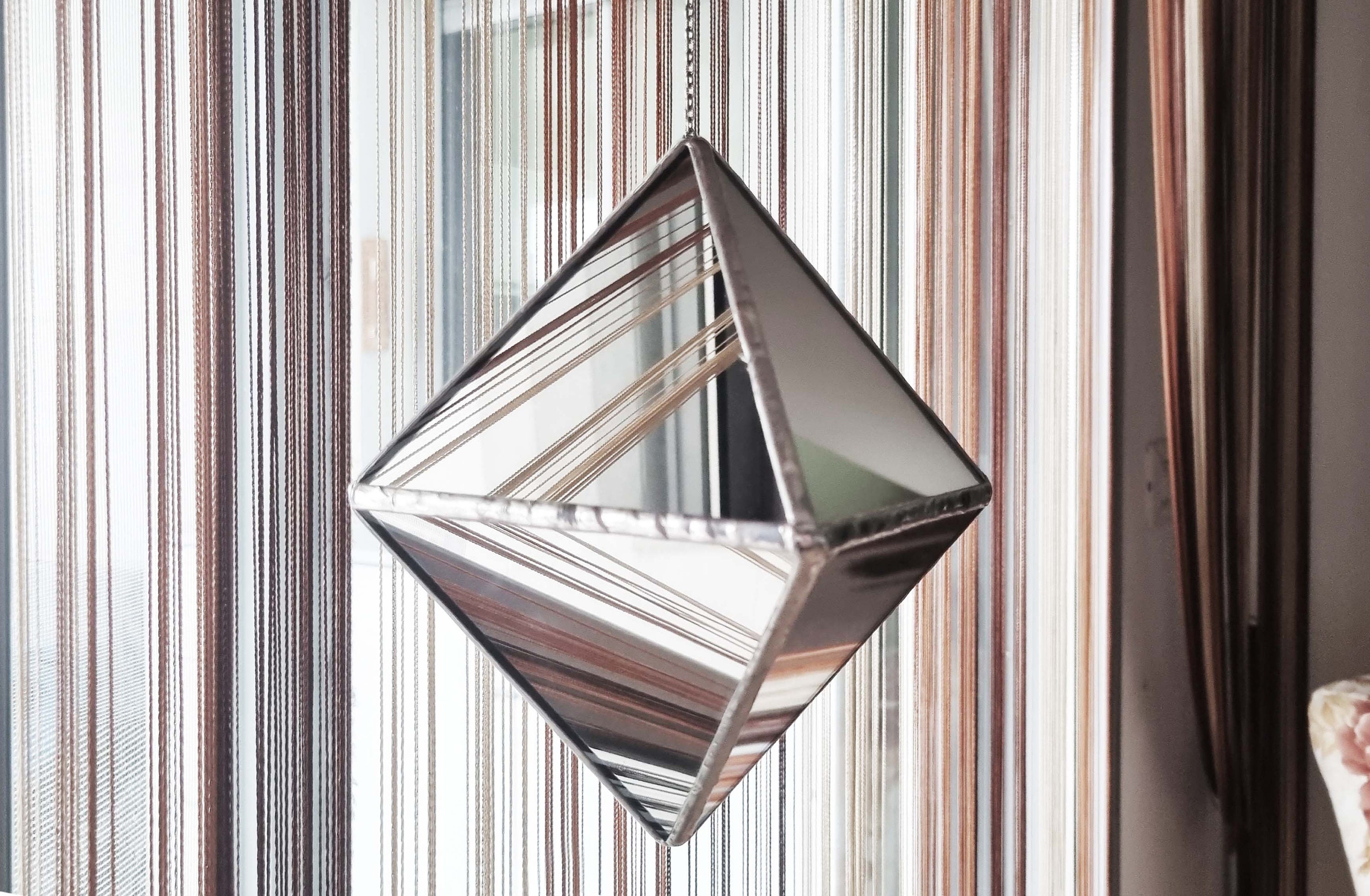 Stained Glass Double Rhombus Pyramid - Hanging Home Decor and Sun ...