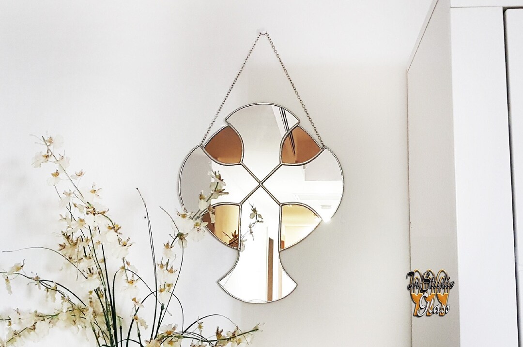 Decorative Cross Shaped Mirror, Gothic Bronze Mirror, Stained Glass ...
