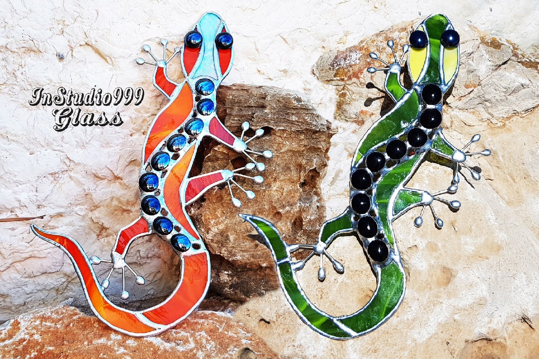Lizard Mini Figurines, Glass Salamander Hangings, Outdoor Garden ...
