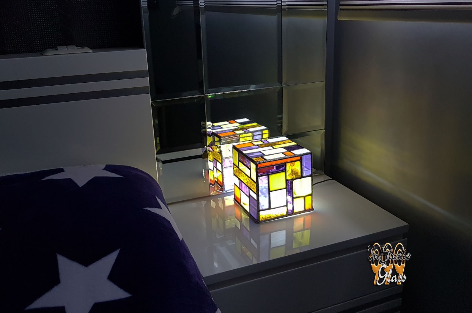 Mosaic Cube Night Light Stained Glass Lamp Fairy Decor | Etsy