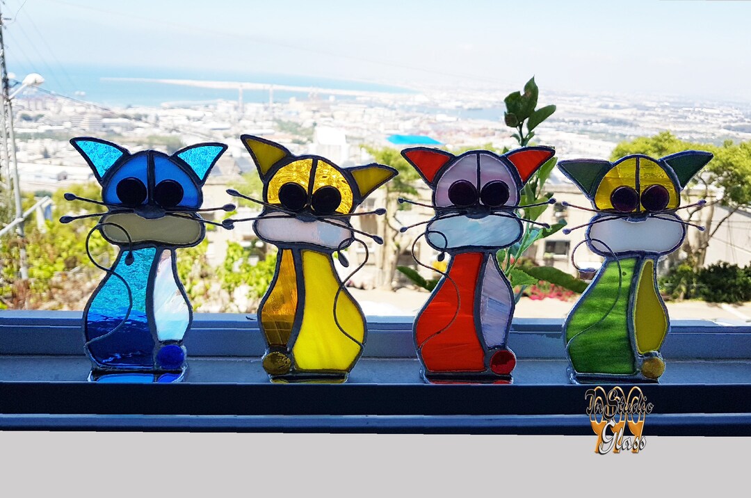 Stained Glass Cat Ornament, Fairy Home Decor - Etsy