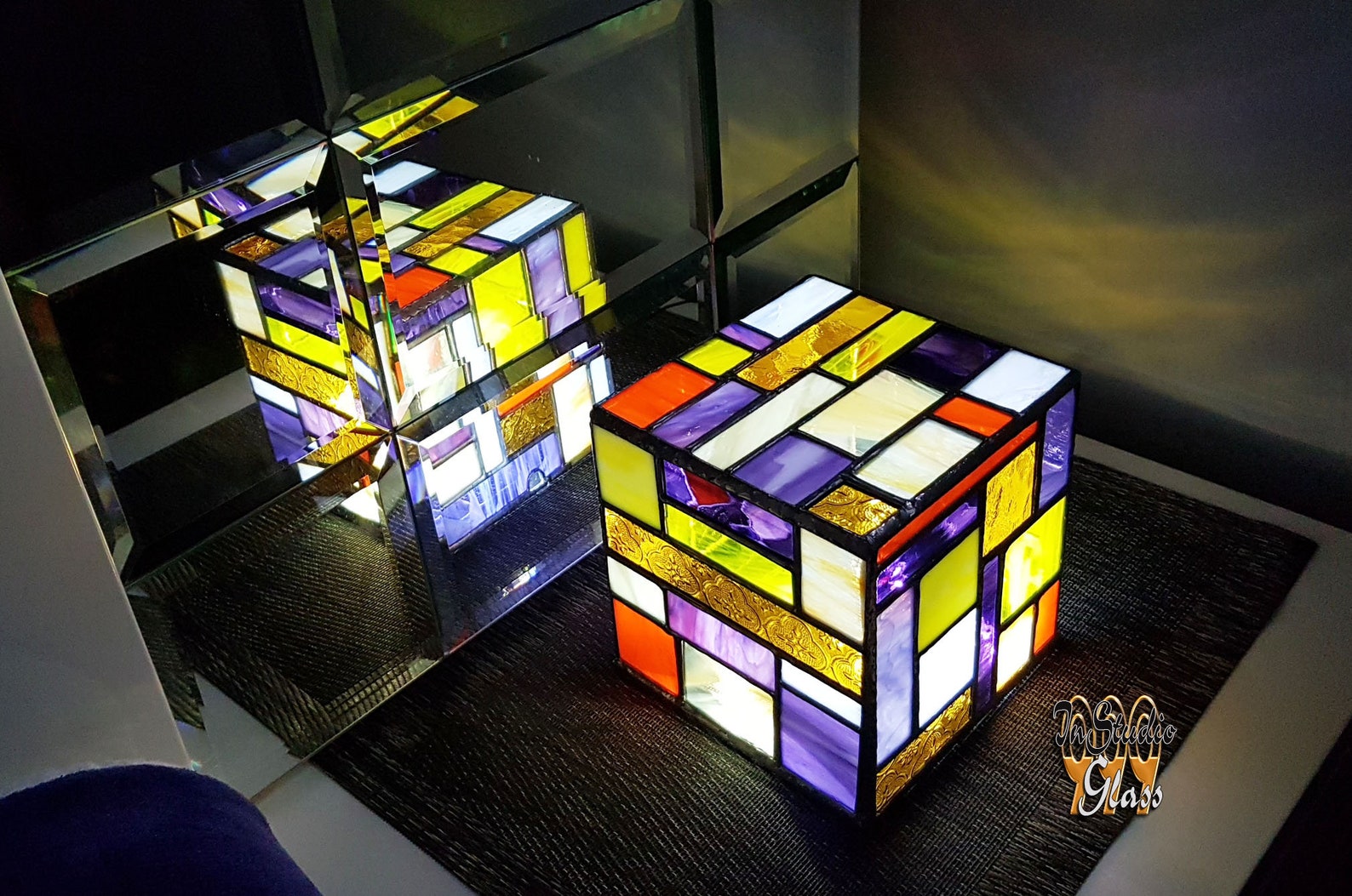 Mosaic Cube Night Light Stained Glass Lamp Fairy Decor | Etsy