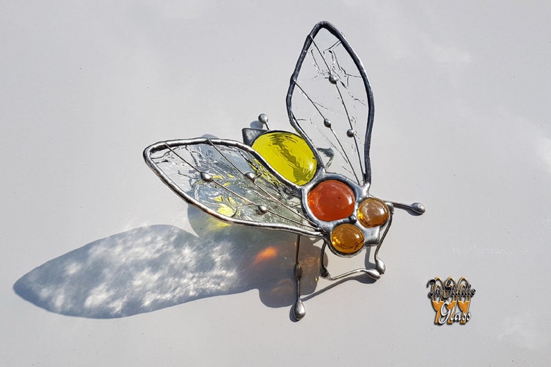 Stained Glass Garden Ornament Fly Insect Figurine Garden | Etsy