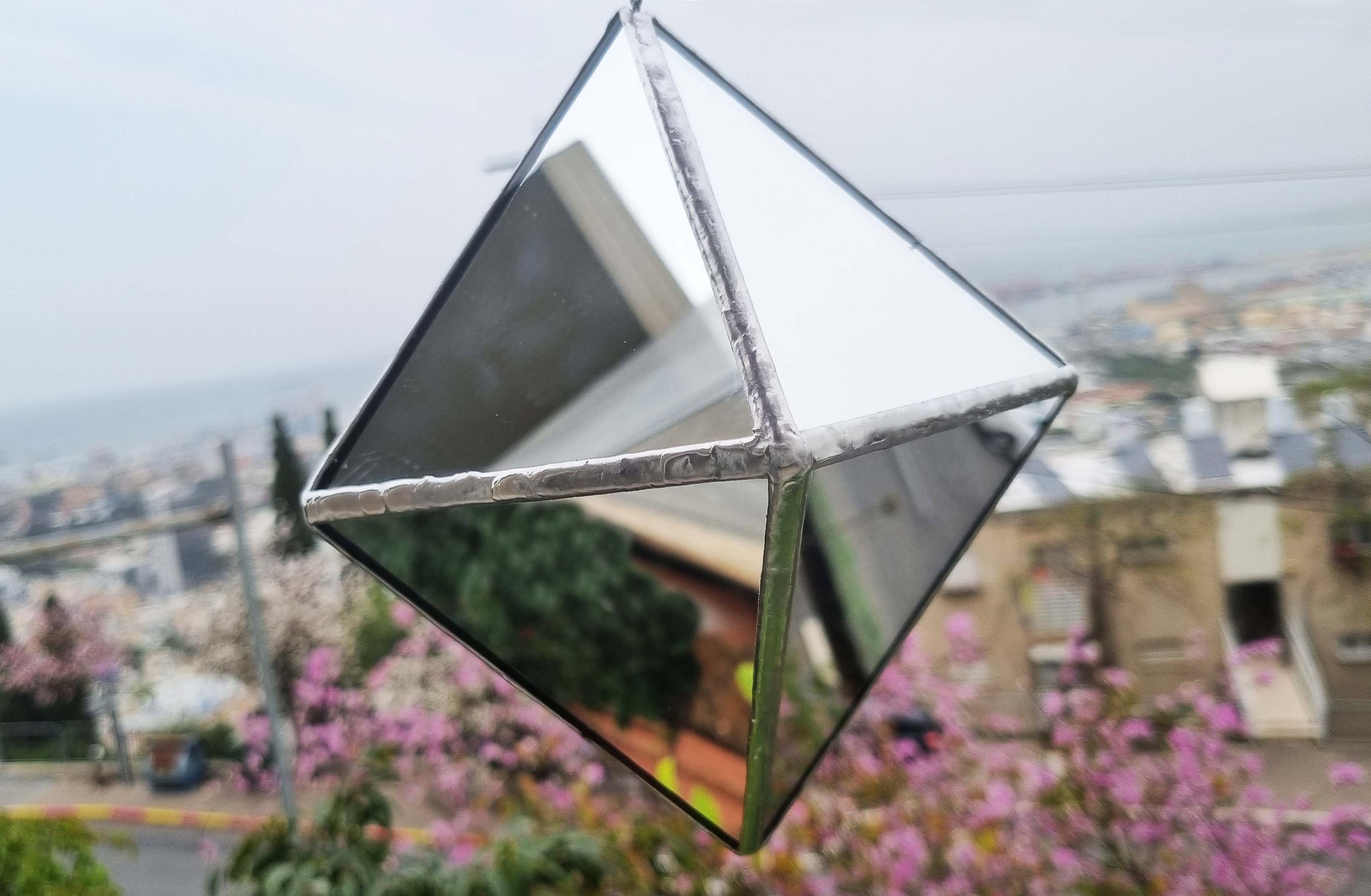 Stained Glass Double Rhombus Pyramid - Hanging Home Decor and Sun ...