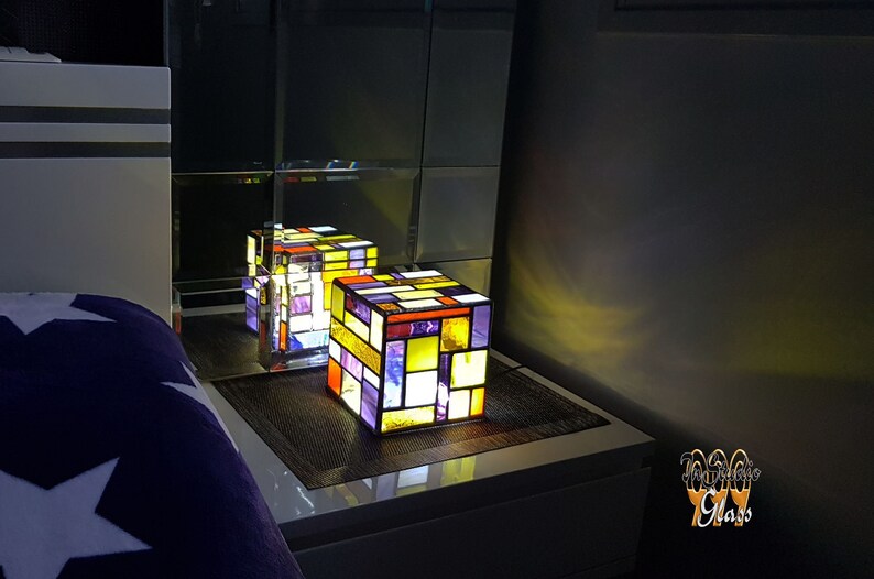 Mosaic Cube Night Light Stained Glass Lamp Fairy Decor | Etsy